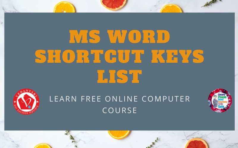 MS Word Shortcut Keys List - Best Computer Coaching Near Me