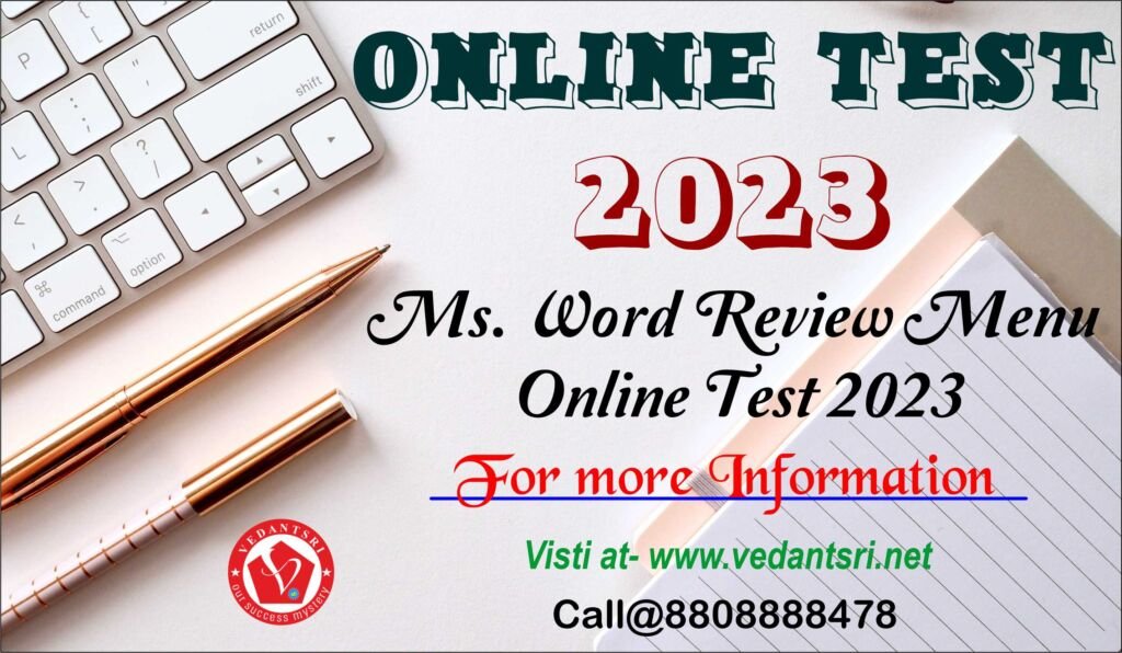 Ms. Word Review Menu Online Test 2023